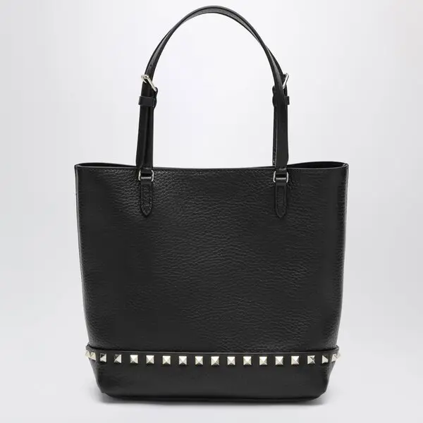 Valentino Garavani Small Rockstud Shopper Bag In Leather - Black