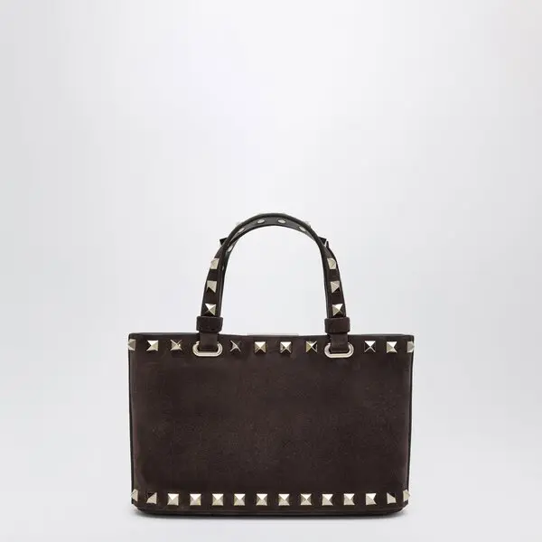 Valentino Garavani Rockstud Mini Shopping Bag In Suede - Brown