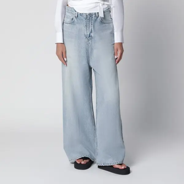 Balenciaga Wide-leg Light Cotton Jeans - Blue