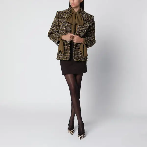 Saint Laurent Lavallière Blouse In Bronze Silk