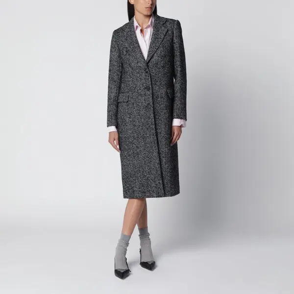 Tagliatore Single-breasted Herringbone Coat In Wool Blend