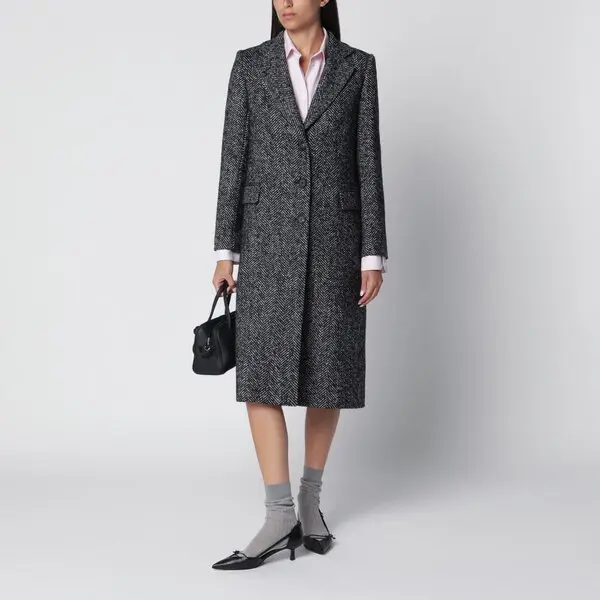Tagliatore Single-breasted Herringbone Coat In Wool Blend