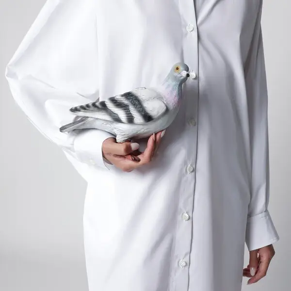 JW Anderson Pigeon Pouch In Resin Shaped Like A Pigeon - Grey