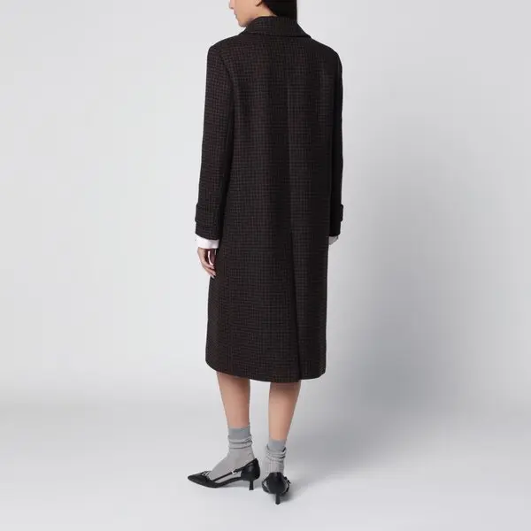 Tagliatore Single-breasted Black/ Houndstooth Wool Coat