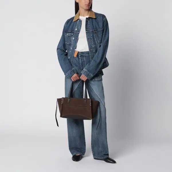 JW Anderson Elongated Loafer Cabas Bag In Suede - Brown