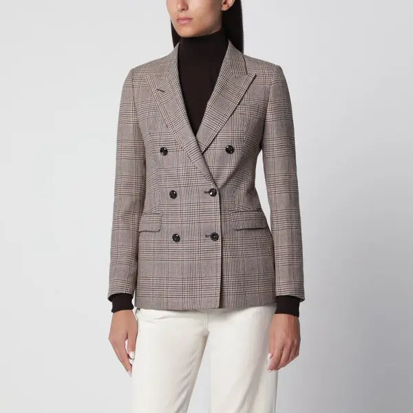 Tagliatore Double-breasted Prince Of Wales Jacket - Brown