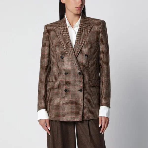 Tagliatore Double-breasted Prince Of Wales Jacket - Brown
