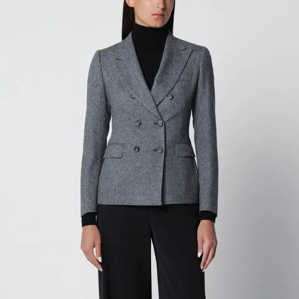 Tagliatore Double-breasted Herringbone Wool And Cashmere Jacket