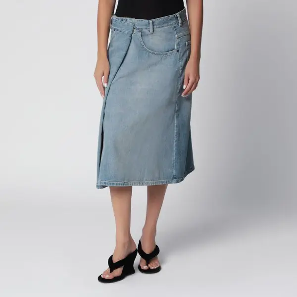 MAISON MARGIELA Midi Wrap Skirt In Blue Denim
