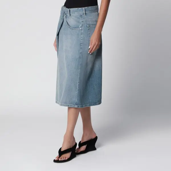 MAISON MARGIELA Midi Wrap Skirt In Blue Denim
