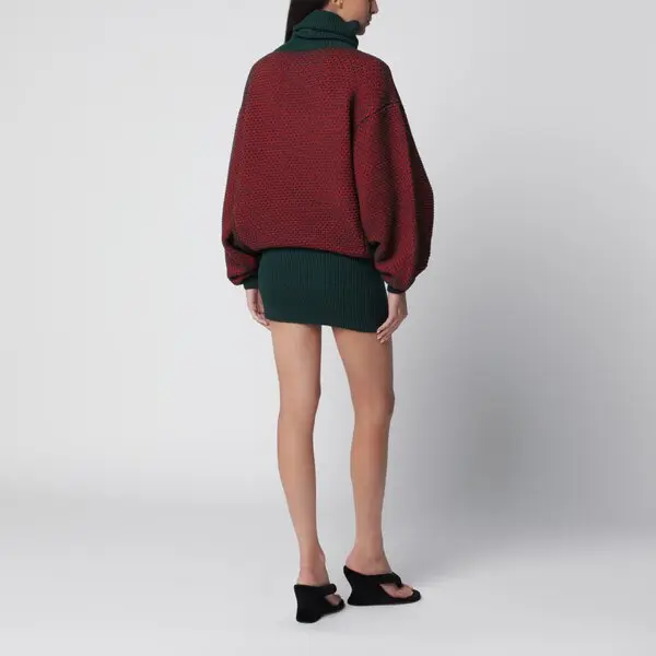 MAISON MARGIELA Forest Green Jacquard Knit Mini Dress - Red