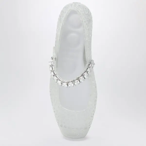JIMMY CHOO Embellished Jelly Ballet Flats - Metal