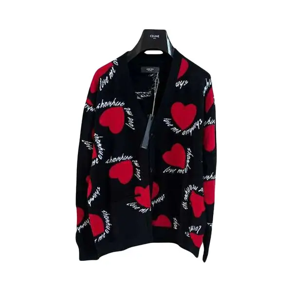 Amiri Hearts Intarsia Cardigan