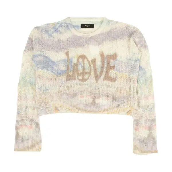 Amiri Love Tie Dye Cropped Knit Sweater