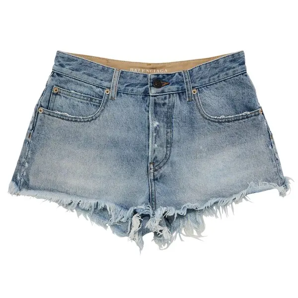 Balenciaga Frayed Hem Denim Shorts