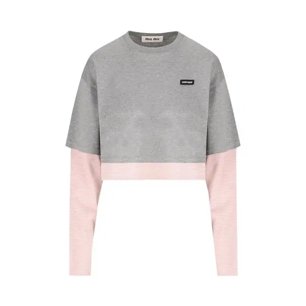 Miu Miu Jersey Layers Girocollo 'grigio/begonia