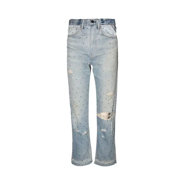 Amiri Gradient Crystal Reconstructed Denim Pants 'multi Indigo