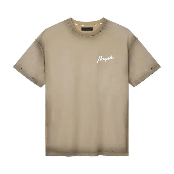 PURPLE BRAND Textured Inside Out Tee 'khaki