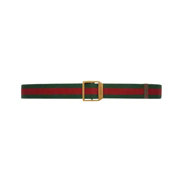 Gucci Striped Webbing Belt /green