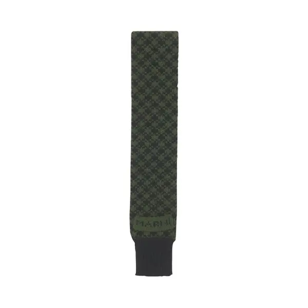 Marni Knitted Logo Patch Scarf 'stone - Green