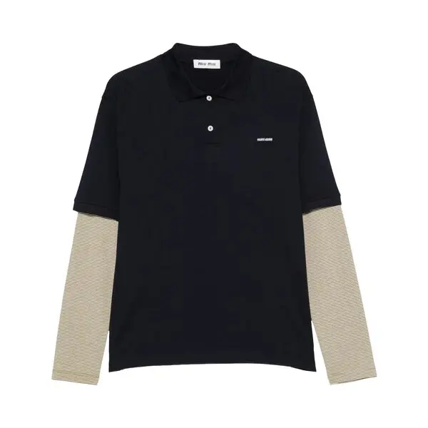 Miu Miu Jersey Layers Polo 'blu/oliva