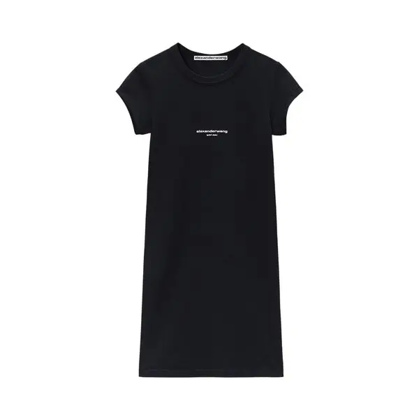Alexander Wang Logo Fitted Short Sleeve Mini Dress