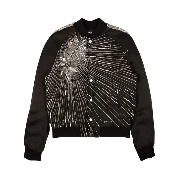 Amiri Viscose Beaded Star Design Bomber Jacket