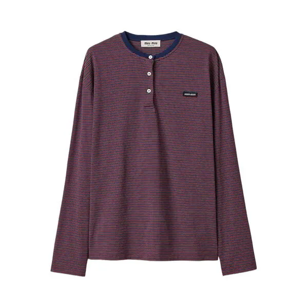 Miu Miu Jersey Riga Girocollo 'navy/granato