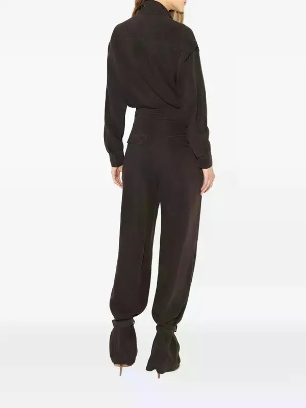 Elisabetta Franchi Oversized Denim Jumpsuit With Golden Buckles