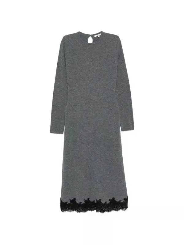 Maje Lace-trim Knitted Midi Dress