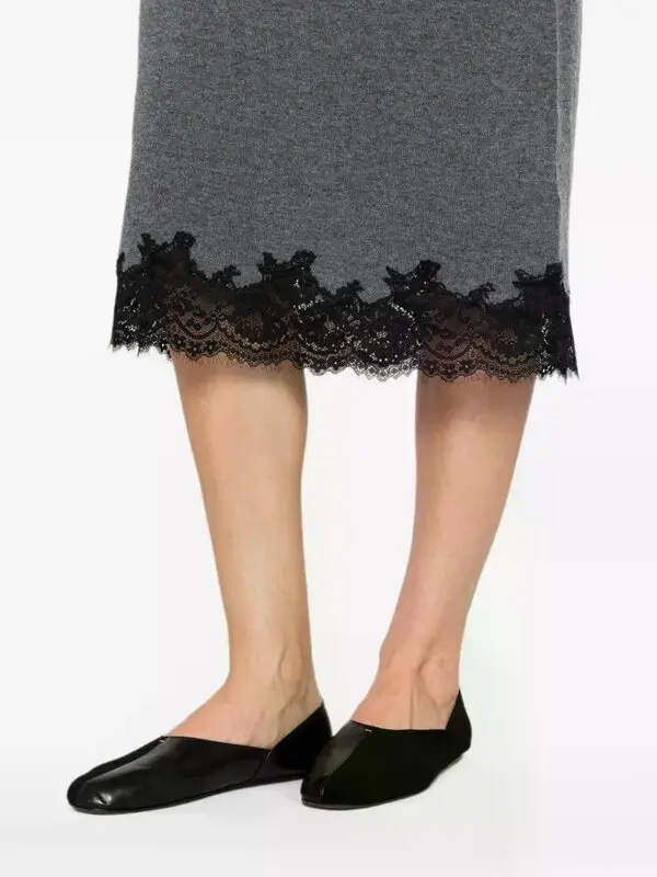 Maje Lace-trim Knitted Midi Dress