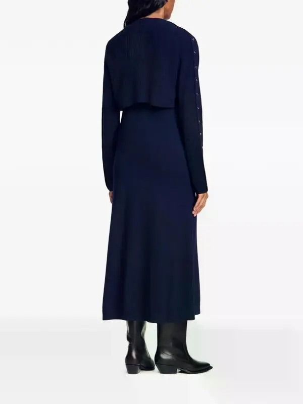 Sandro Stud-embellished Layered-effect Knitted Midi Dress