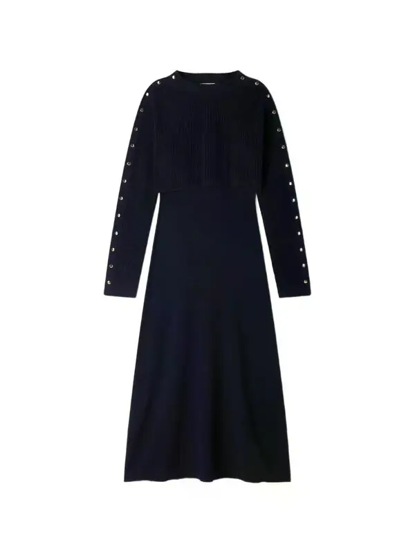 Sandro Stud-embellished Layered-effect Knitted Midi Dress - Blue