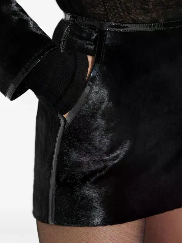 Elisabetta Franchi Cowhide Miniskirt With Vinyl Piping