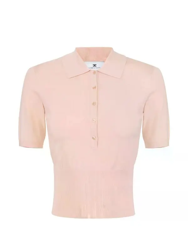 Elisabetta Franchi Knit Polo Shirt With Short Sleeves And Button Details - Neutrals