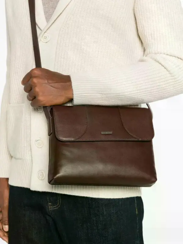 Emporio Armani Logo-plaque Leather Messenger Bag