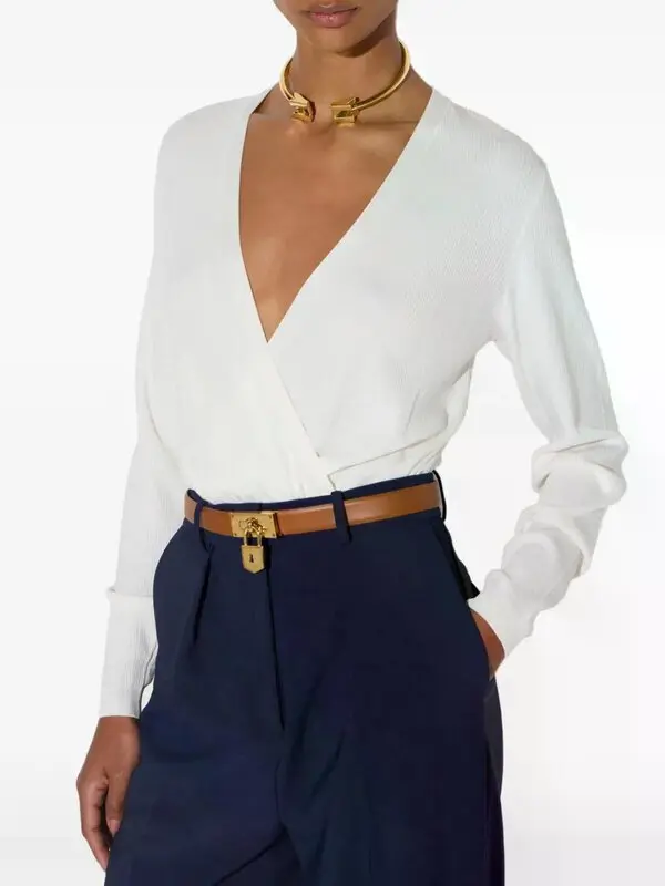 Elisabetta Franchi Leather Belt With Jewel Padlock