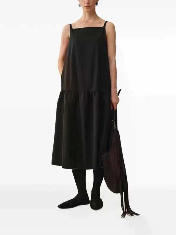 LESS Ruffled Midi Dress - Black