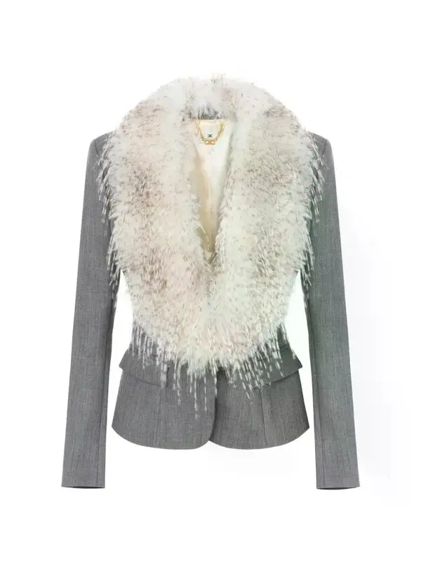 Elisabetta Franchi Wool Jacket With Fur-effect Collar