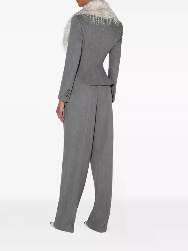 Elisabetta Franchi Wool Jacket With Fur-effect Collar