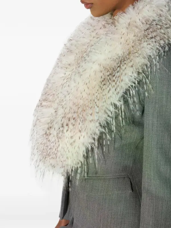 Elisabetta Franchi Wool Jacket With Fur-effect Collar