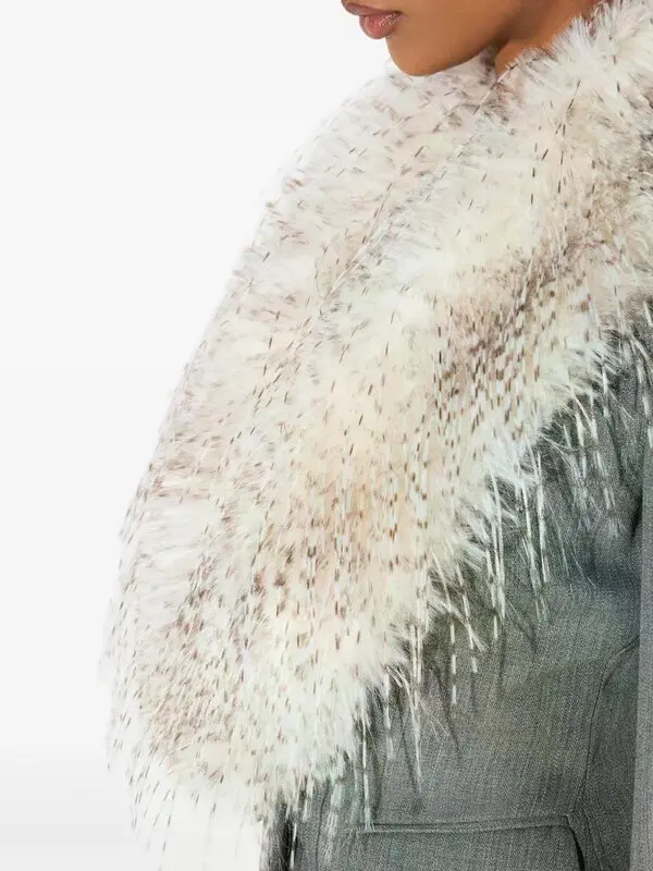 Elisabetta Franchi Wool Jacket With Fur-effect Collar - Grey