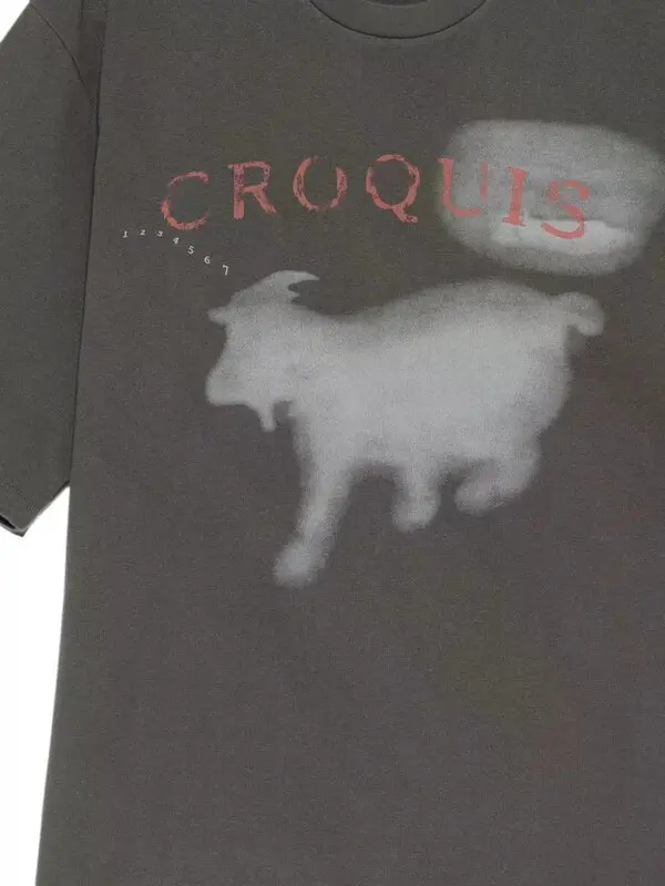 CROQUIS Sheep-print Cotton T-shirt