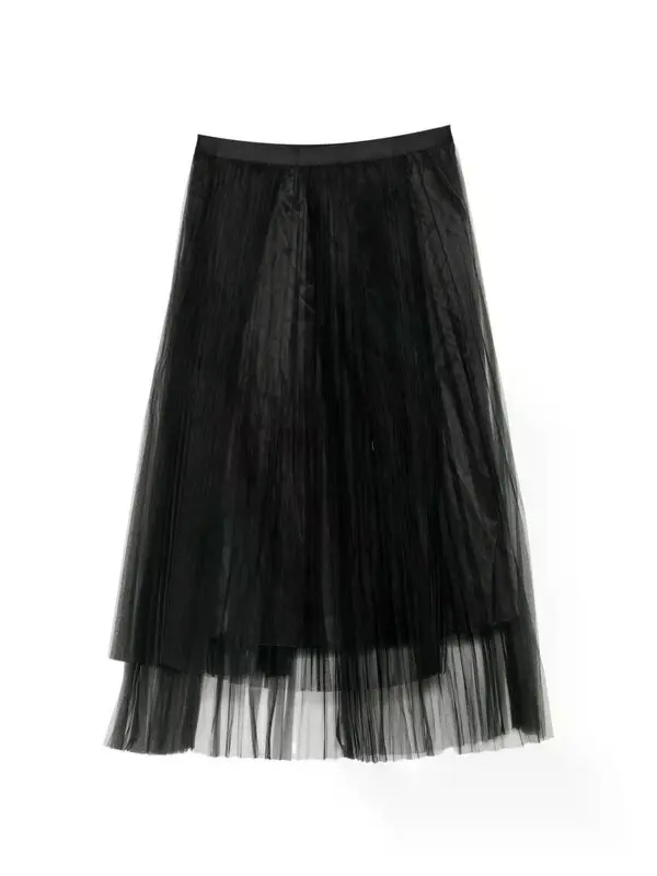 JNBY Sheer Mesh Pleated Midi Skirt