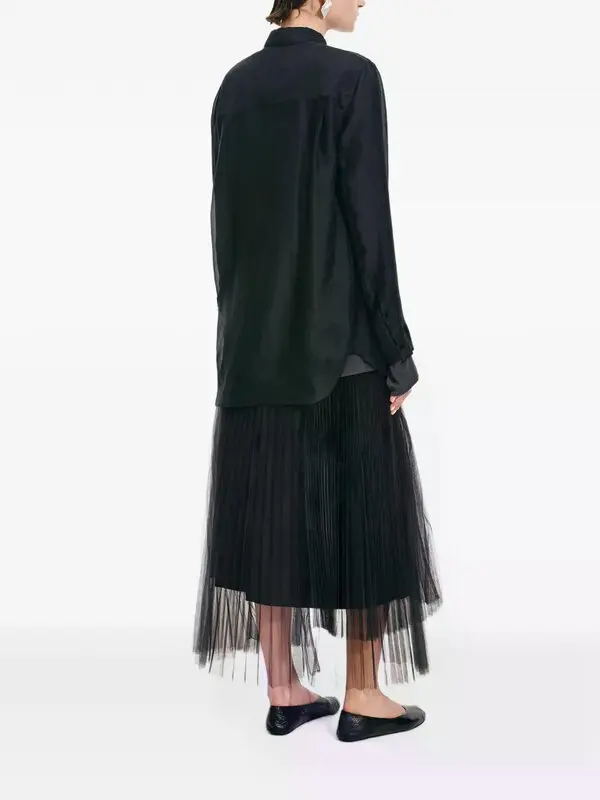 JNBY Sheer Mesh Pleated Midi Skirt