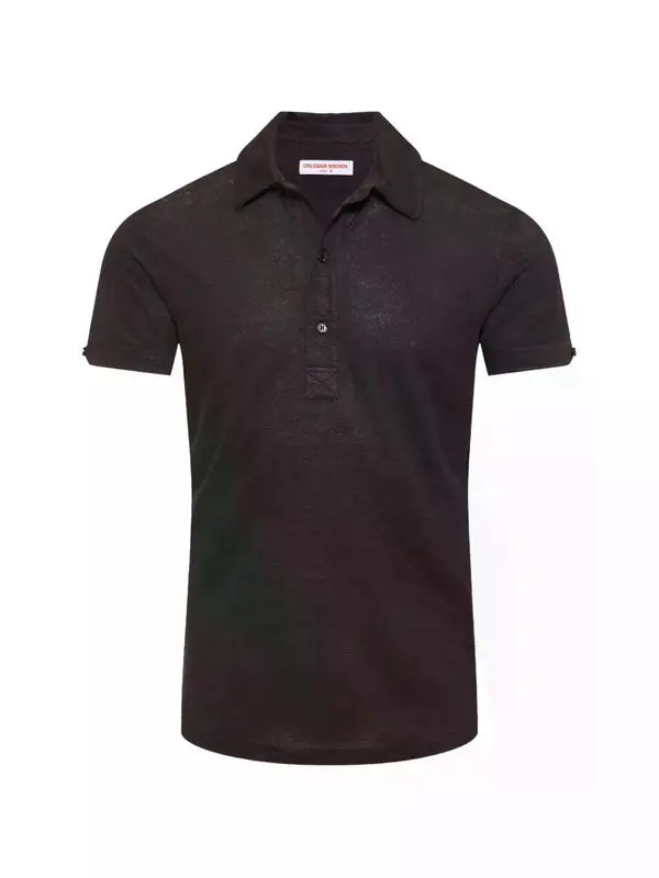 Orlebar Brown Sebastian Linen Polo Shirt - Brown