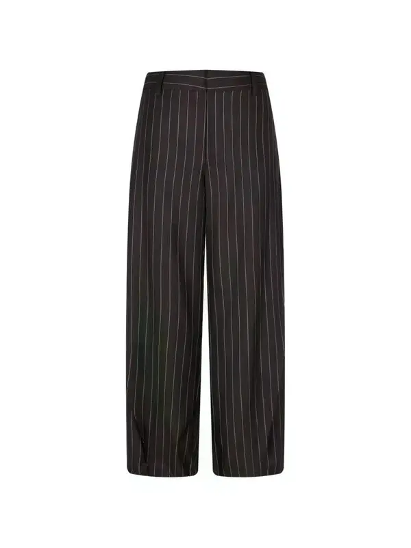 CROQUIS Cedar Pinstripe Curved-leg Trousers - Brown