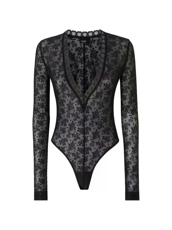 Pinko Floral-lace V-neck Bodysuit