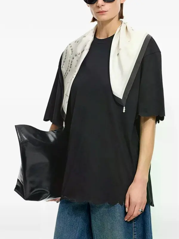 JNBY Lace-trim Embroidered T-shirt - Black