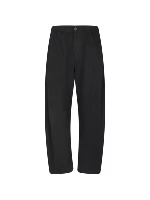 CROQUIS Curved Leg Cotton Knit Trousers - Black
